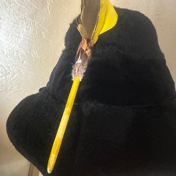 Accessories | Stunning 194s Black Furry Felt Fedora With Tall ...